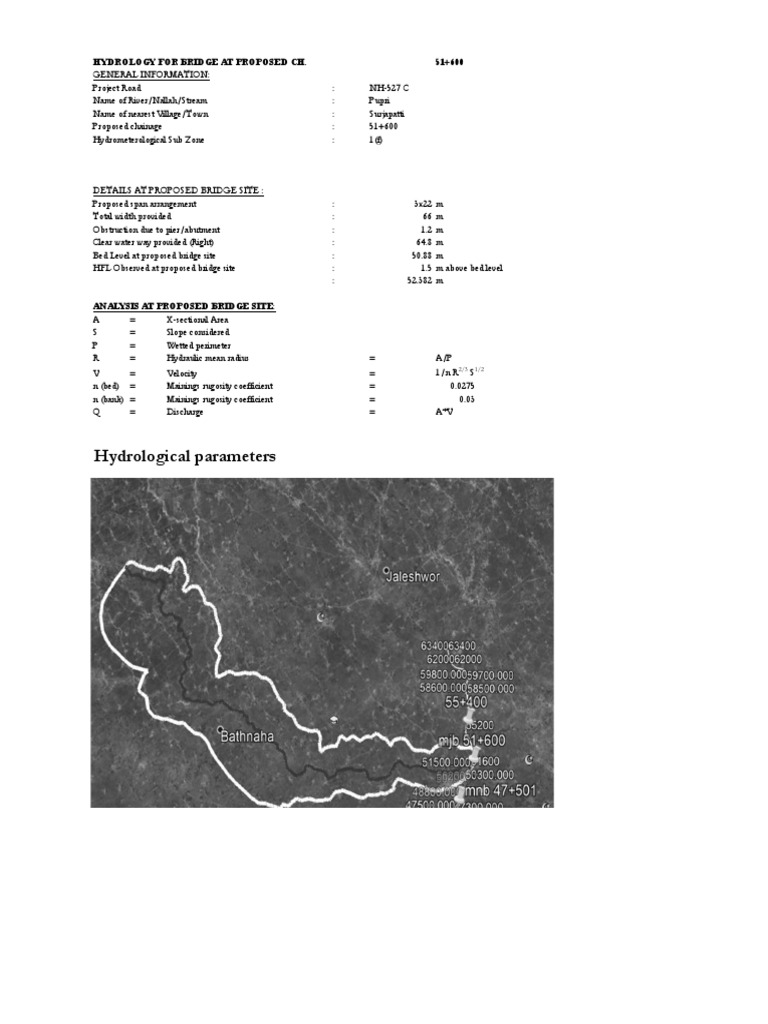 Hydrological Parameters: Hydrology For Bridge at Proposed Ch. 51+600 ...