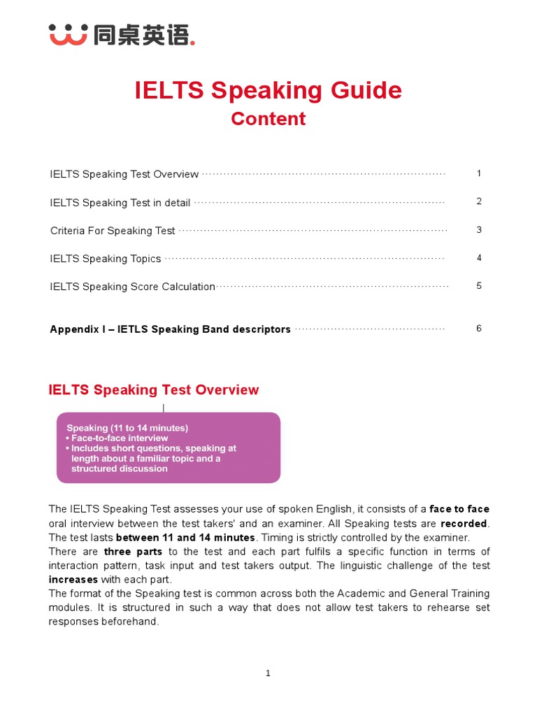 IELTS Speaking Guide | PDF | International English Language Testing ...