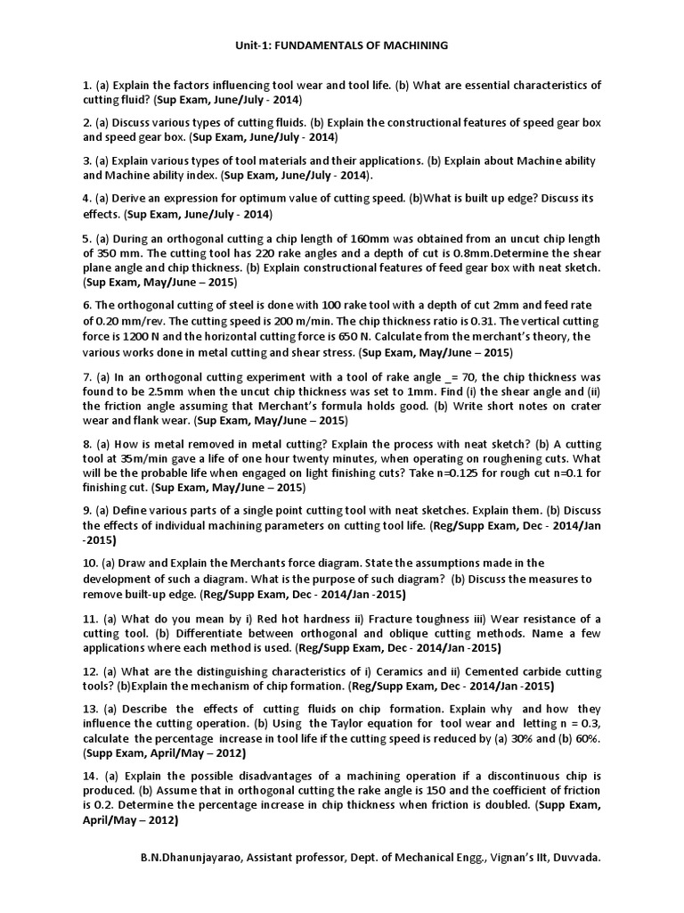 Fundamentals of Machining: Tool Wear, Cutting Fluids, Tool Materials ...