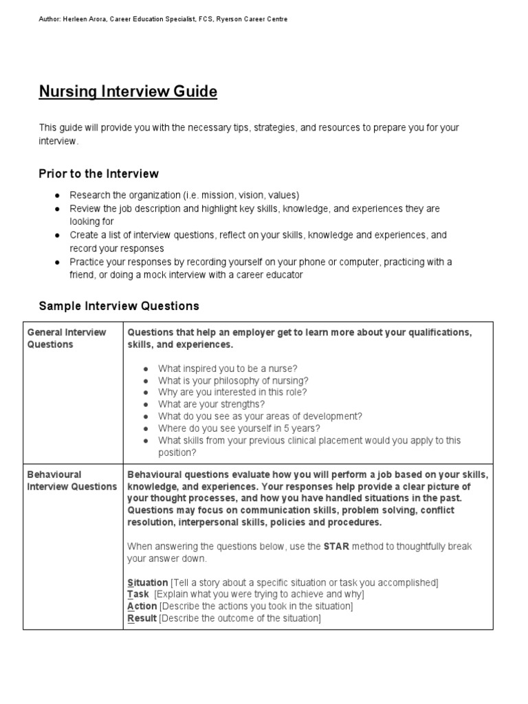 Nursing Interview Preparation Guide | PDF | Interview | Experience