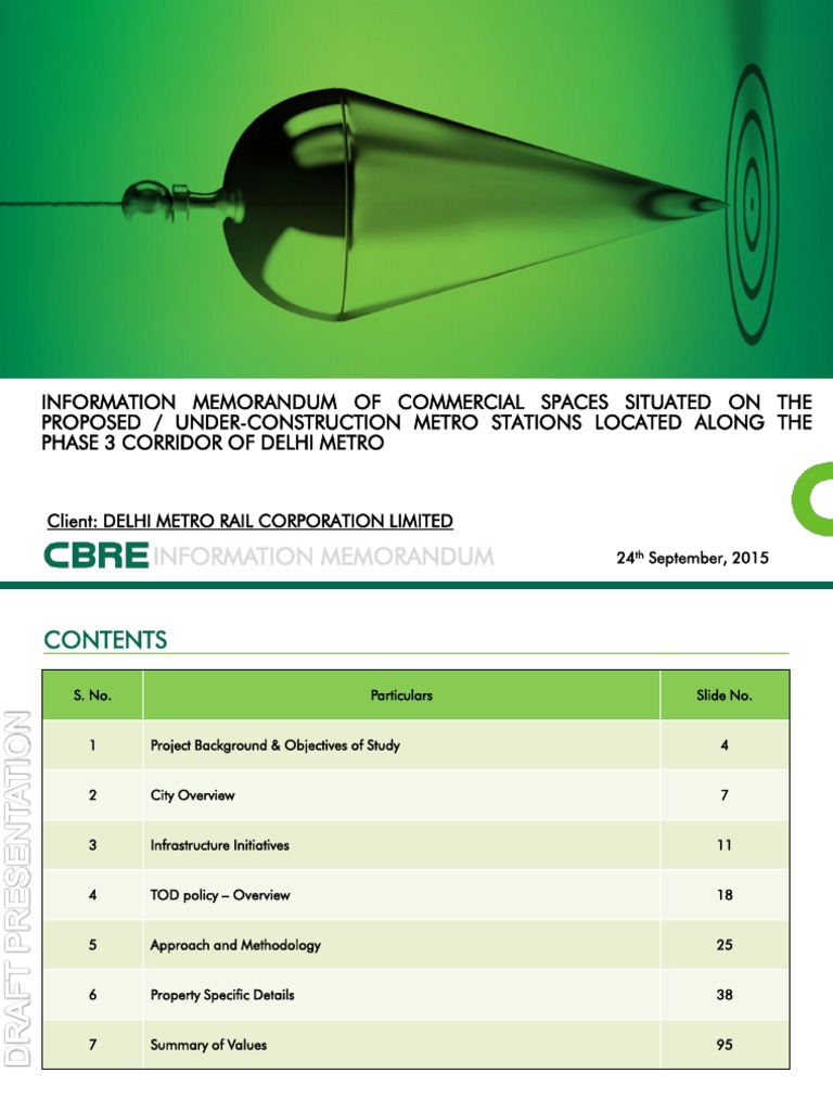 CBRE Draft Valuation Report - DMRC | PDF | Economies | Business