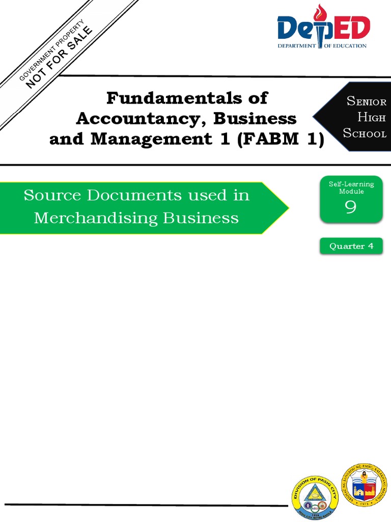 FABM1 Q4 Module 9 Source Documents Used in Merchandising Business | PDF | Receipt | Invoice