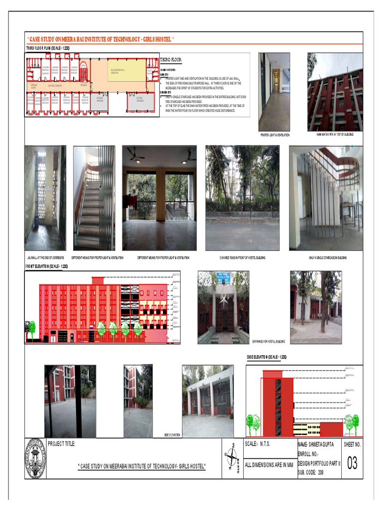 Meera Bai Girls Hostel Third Floor Plan Case Study | PDF | Tourist ...