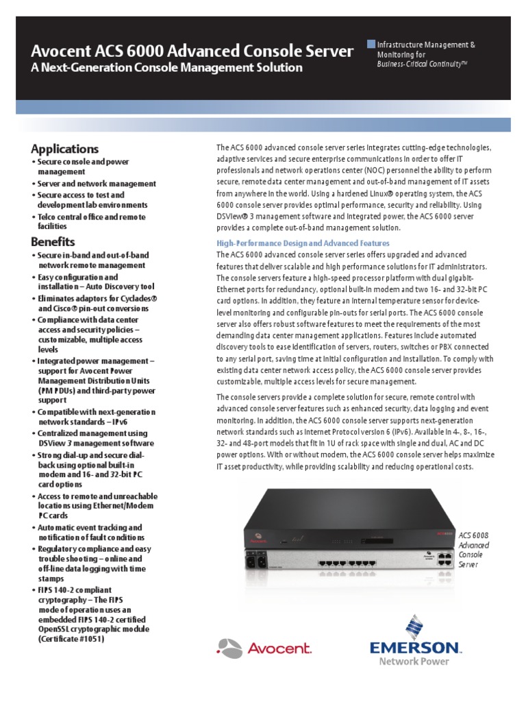 Avocent ACS 6000 Advanced Console Server: A Next-Generation Console Management Solution | PDF ...