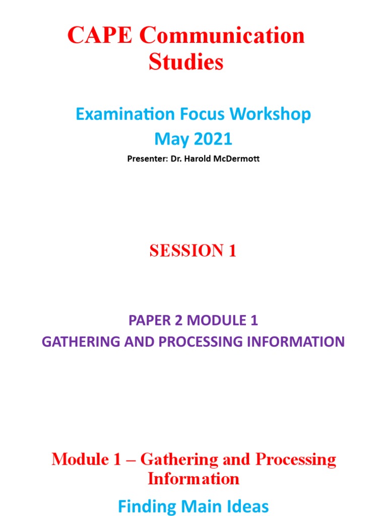 CAPE Communication Studies Examination Focus Workshop PPT 2021 ...