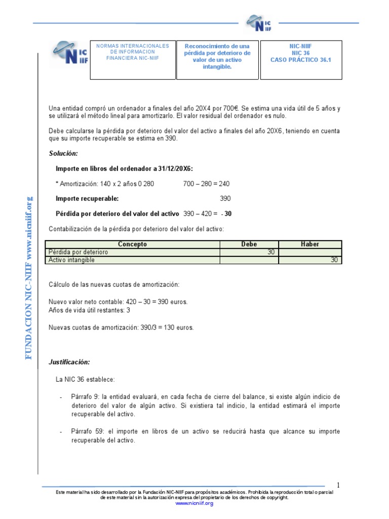 NIC 36 PDF | PDF | Activo intangible | Amortización (Negocio)