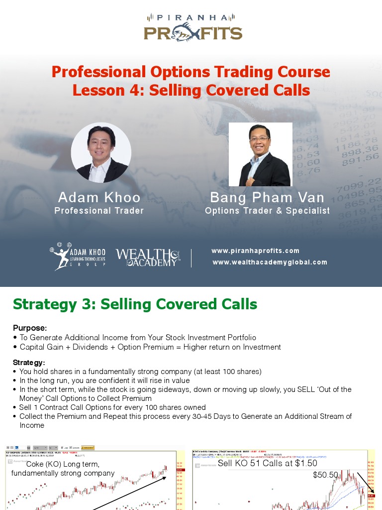 Lesson 4 Selling Covered Calls | PDF | Option (Finance) | Call Option