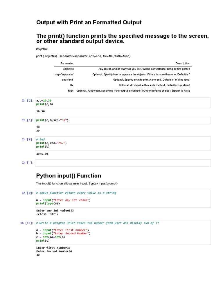 Print, Input - Jupyter Notebook | PDF | Software Engineering | Computer Programming
