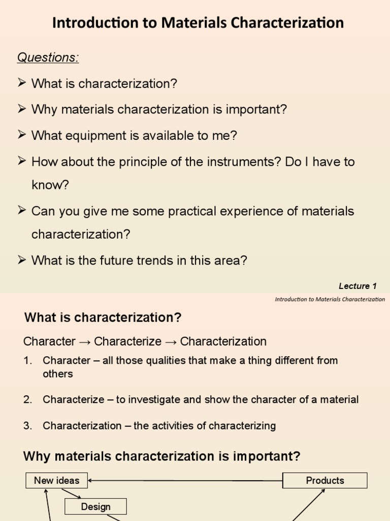 Lec - 01 - Introduction To Materials Characterization | PDF ...