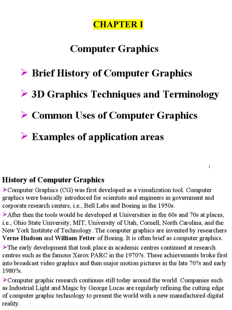 Computer Graphics (CG CHAP 1) | PDF | Computer Graphics | Computer Generated Imagery