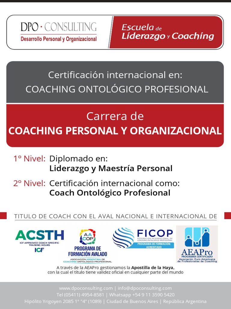 Programa de La Carrera de COACHING PERSONAL y ORGANIZACIONAL | PDF | Las emociones | Psicología ...