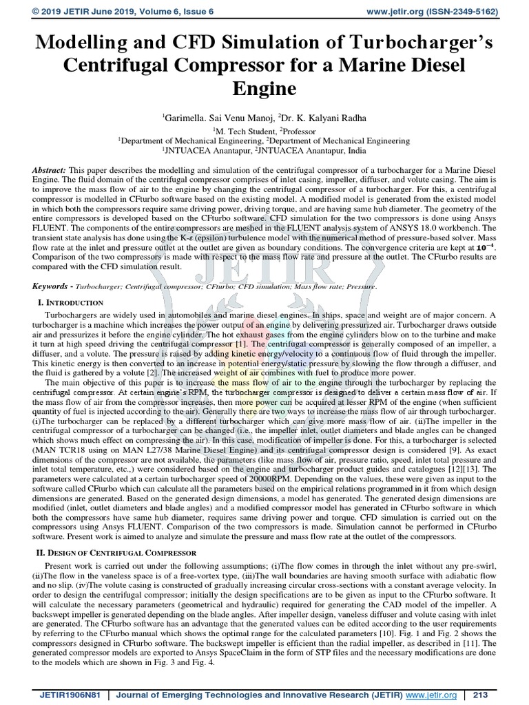 Modelling and CFD Simulation of Turbocharger's Centrifugal Compressor ...