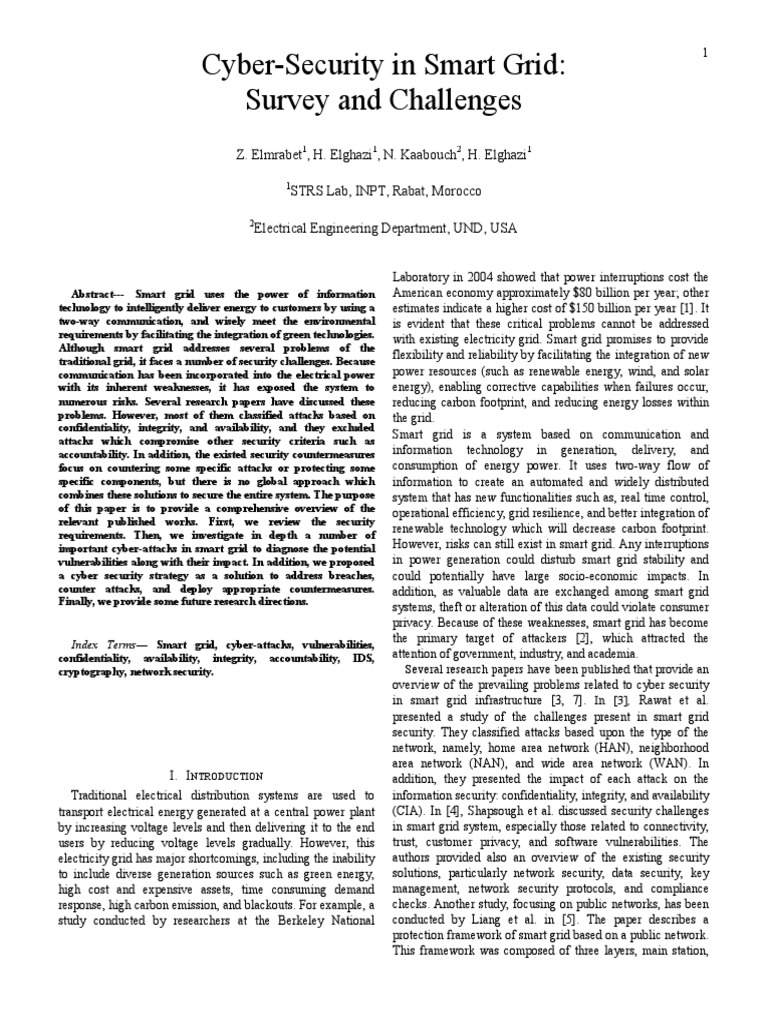 A Comprehensive Review of Cybersecurity Challenges in Smart Grid ...