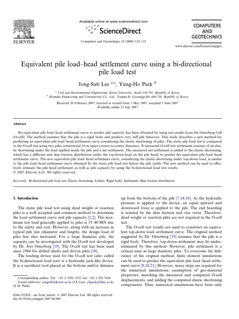 Lee & Park - Equivalente Pile Load-Head Settlement Curve Using A Bi ...