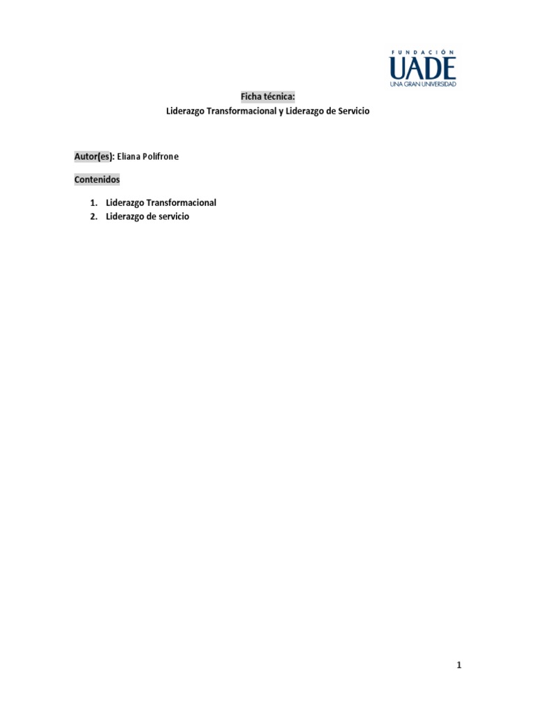 Ficha Tecnica Liderazgo Transformacional | PDF | Liderazgo | Conceptos psicologicos
