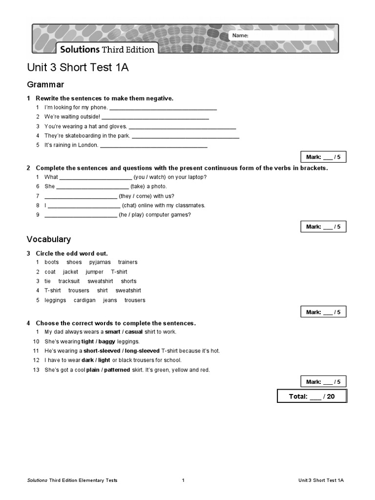Unit 3 Short Test 1a Grammar Pdf