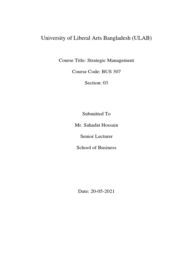 University of Liberal Arts Bangladesh (ULAB) : Course Title: Strategic ...