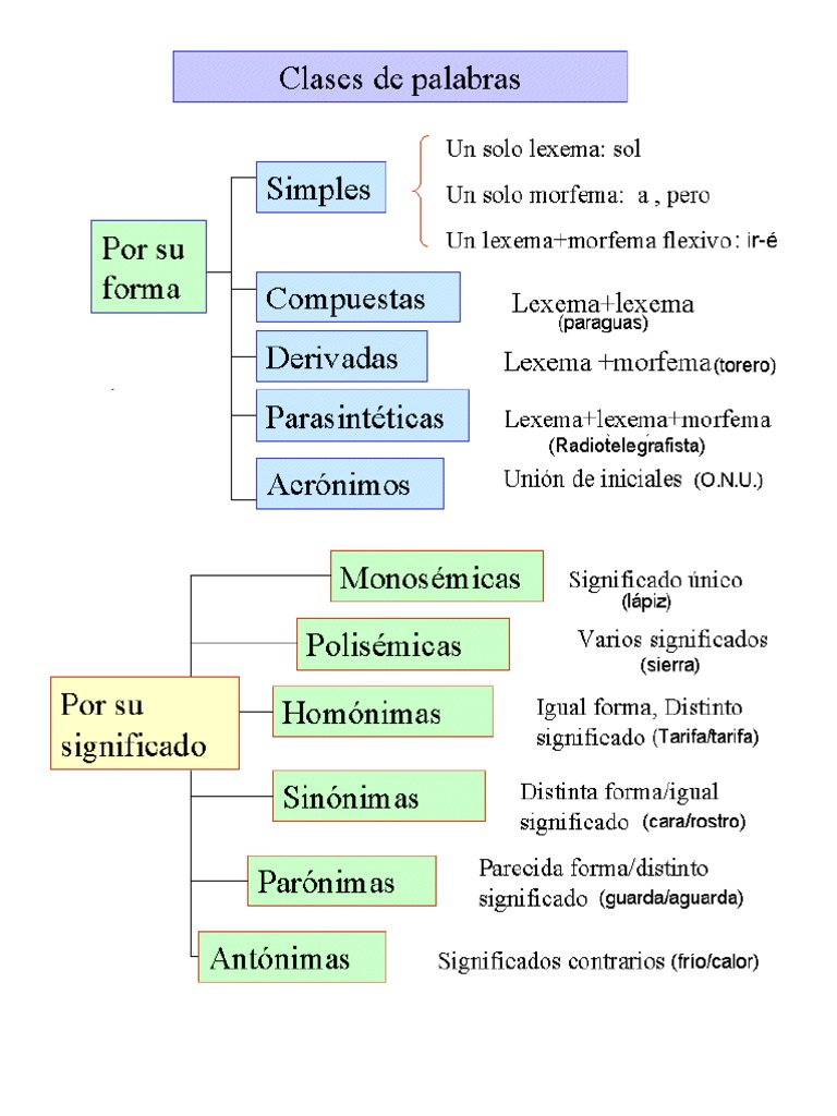 Esquema Clases de Palabras | PDF