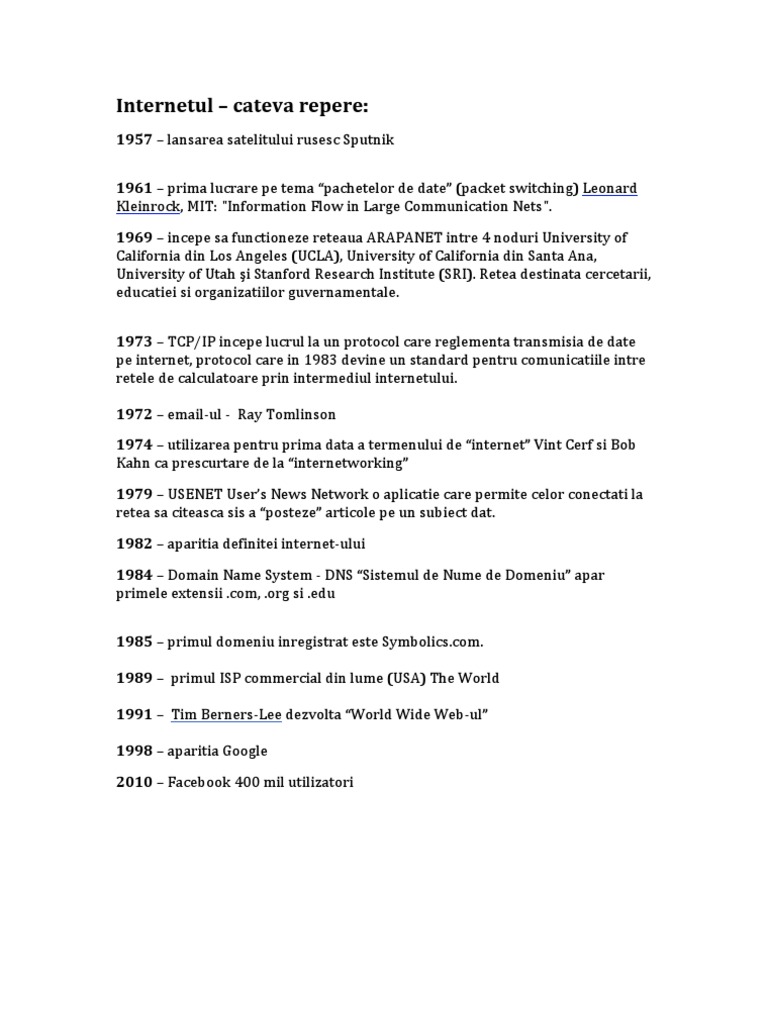 Timeline of Internet Milestones | PDF