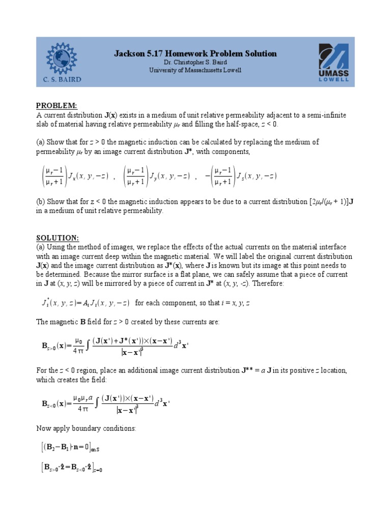 Jackson 5 17 Homework Solution | PDF | Magnet | Condensed Matter