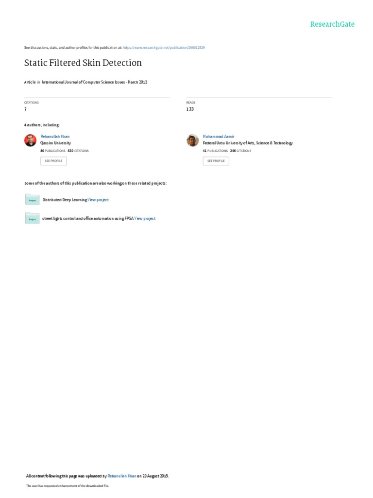 Static Filtered Skin Detection | PDF | Rgb Color Model | Color