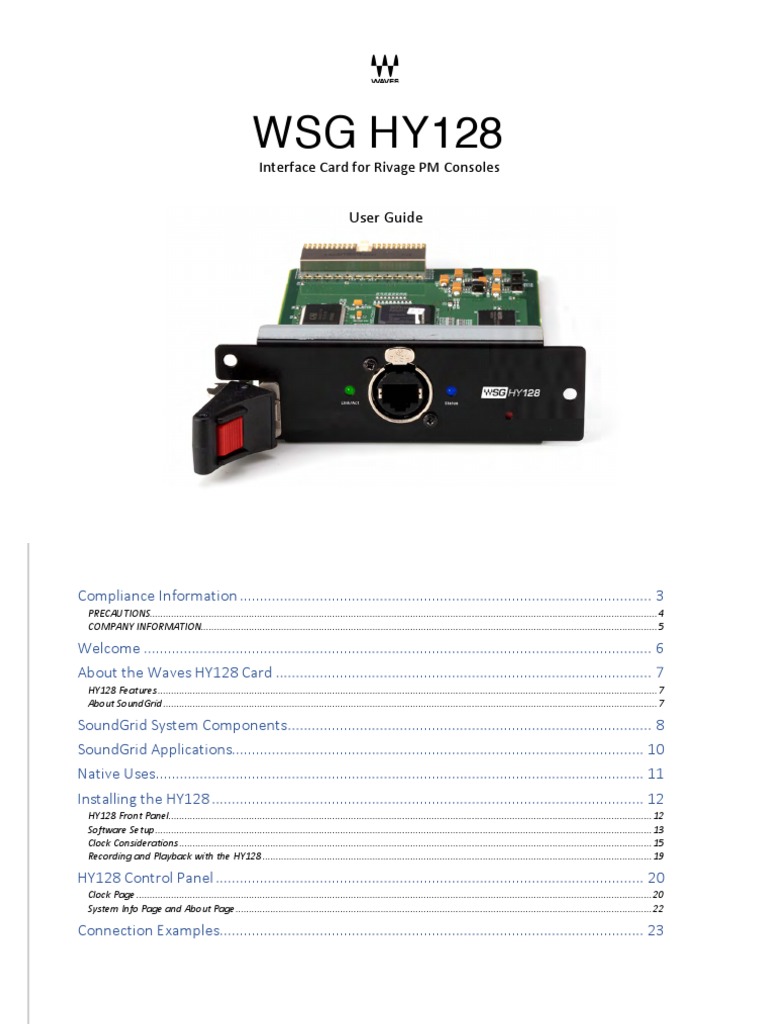 WSG HY128: Interface Card For Rivage PM Consoles | PDF | Computer Network | Server (Computing)