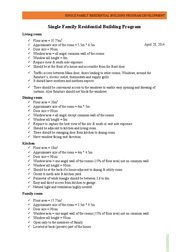 Single Family Residential Building Program: Living Room | PDF | Kitchen ...