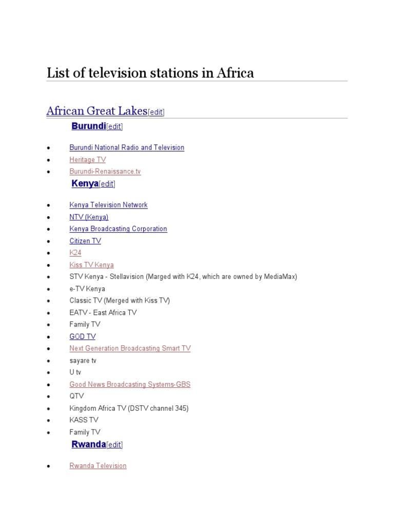 African Television Stations Overview | PDF | Tanzania | Horn Of Africa