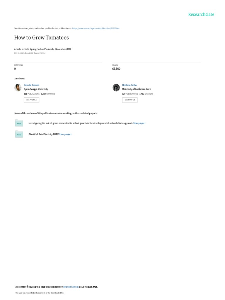 How To Grow Tomatoes: Cold Spring Harbor Protocols November 2008 | PDF ...