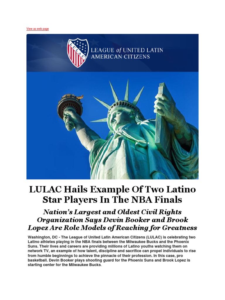 LULAC Hails Example of Two Latino Star Players in The NBA Finals | PDF ...