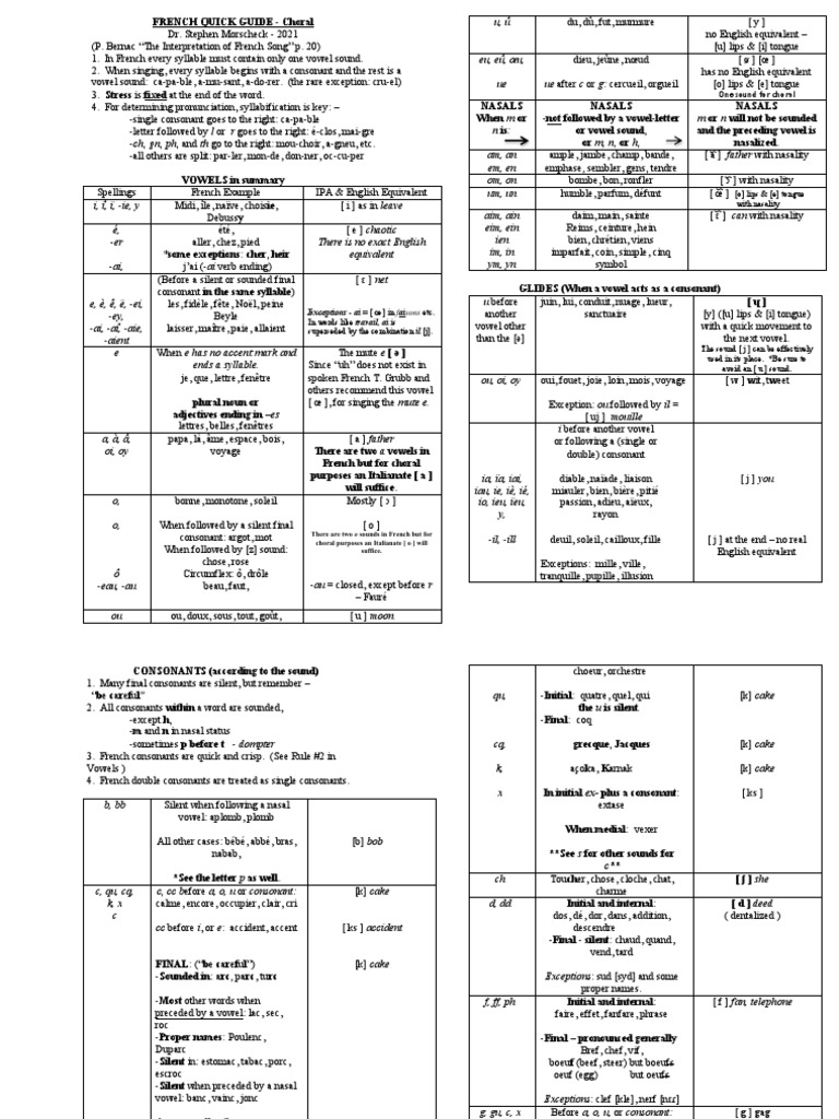 French Vowel and Consonant Guide: A Quick Reference for Accurate ...