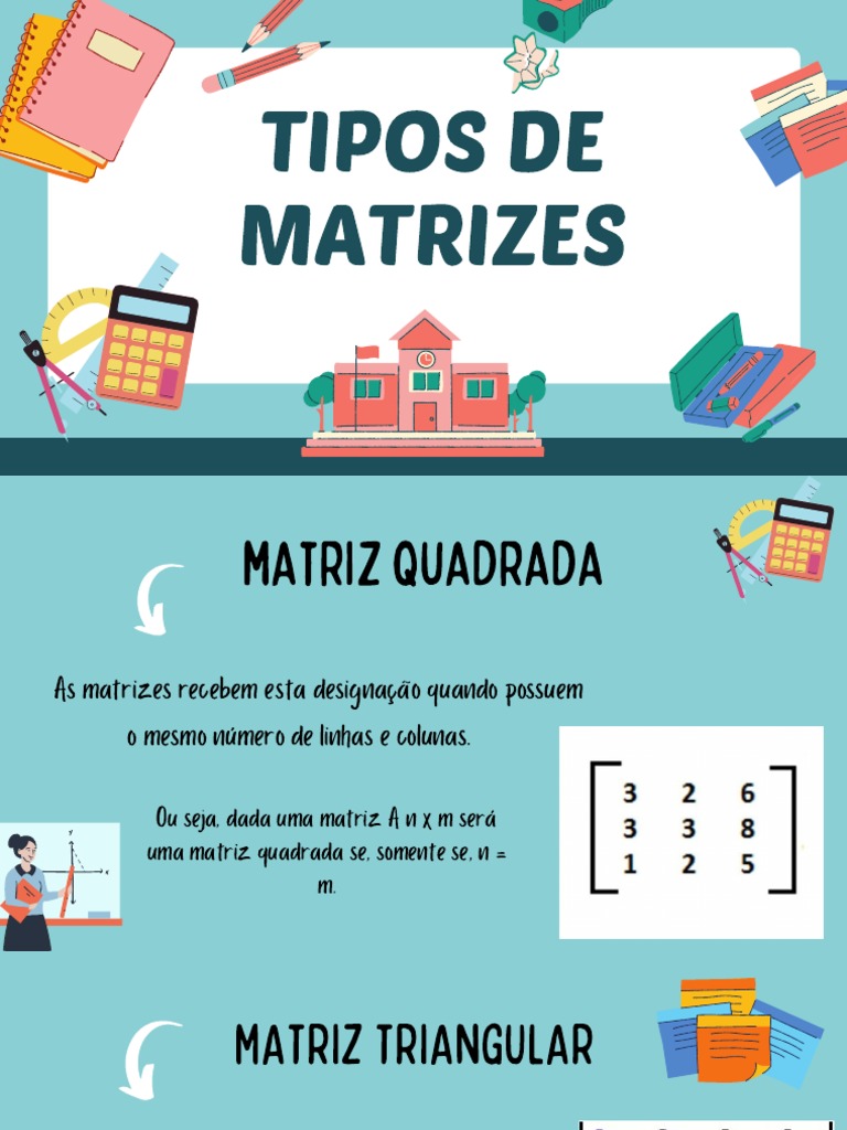 Tipos de Matrizes - Aula | PDF | Matriz (Matemática) | Funções e ...