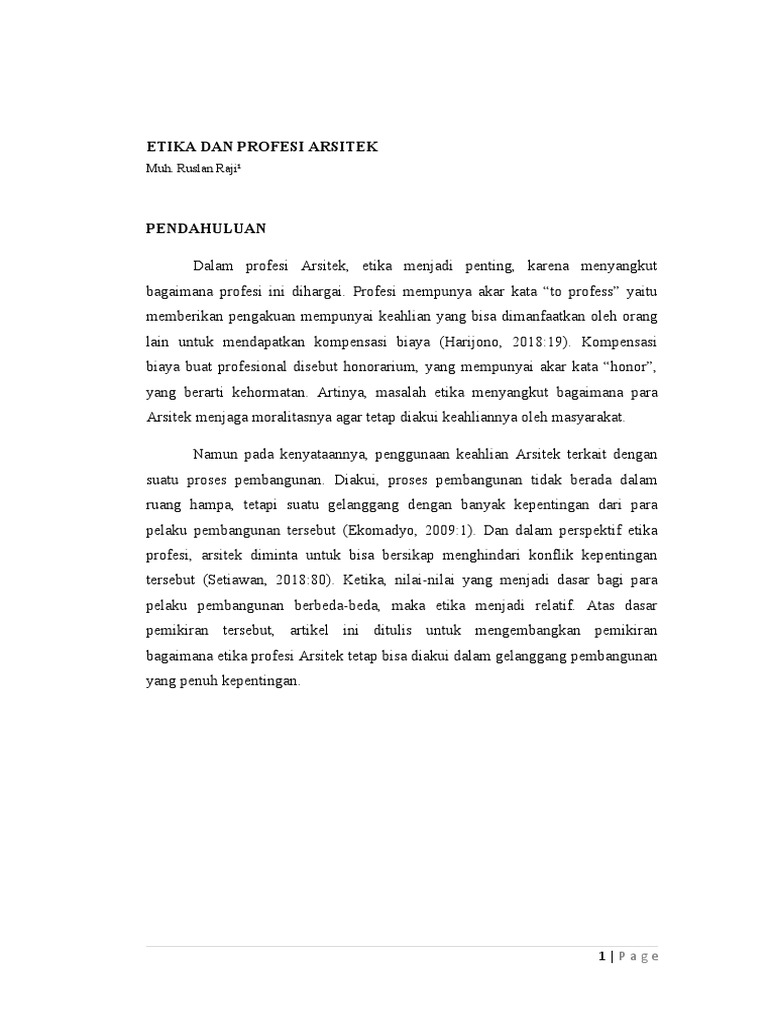 Etika Dan Profesi Arsitek | PDF