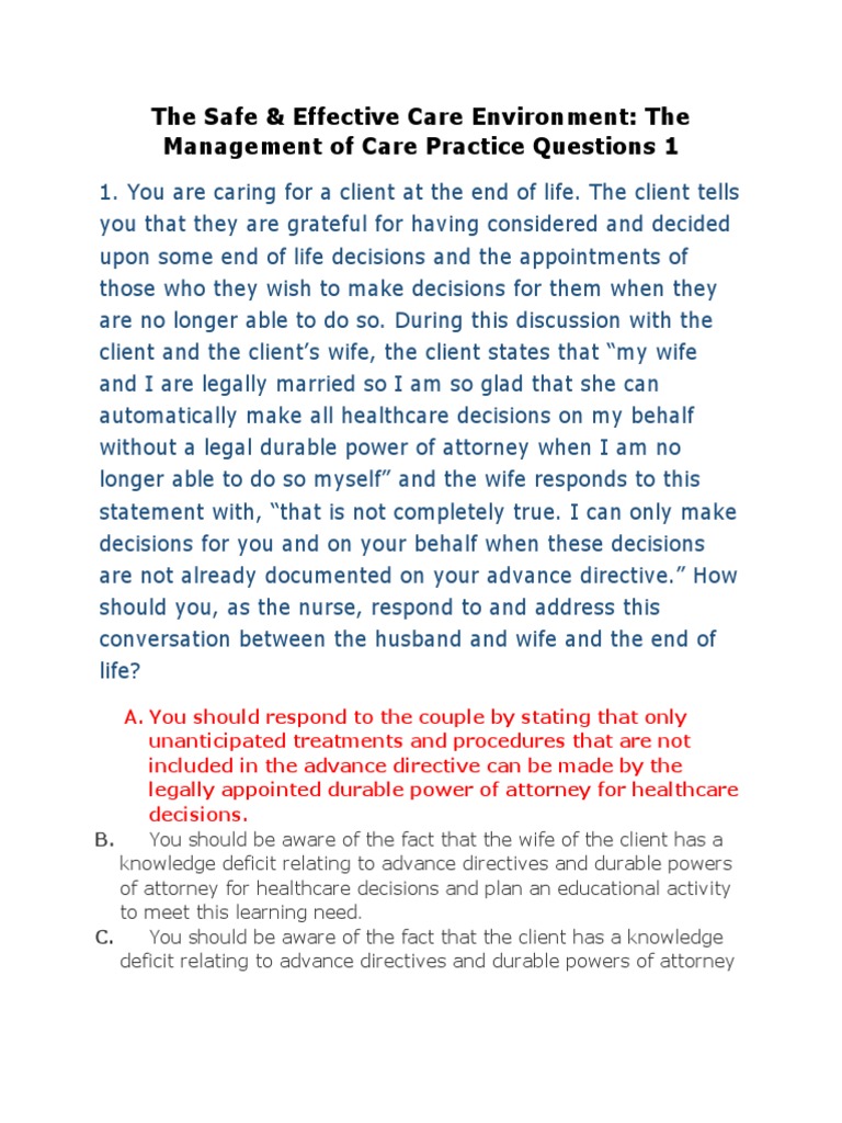 The Safe & Effective Care Environment: The Management of Care Practice ...