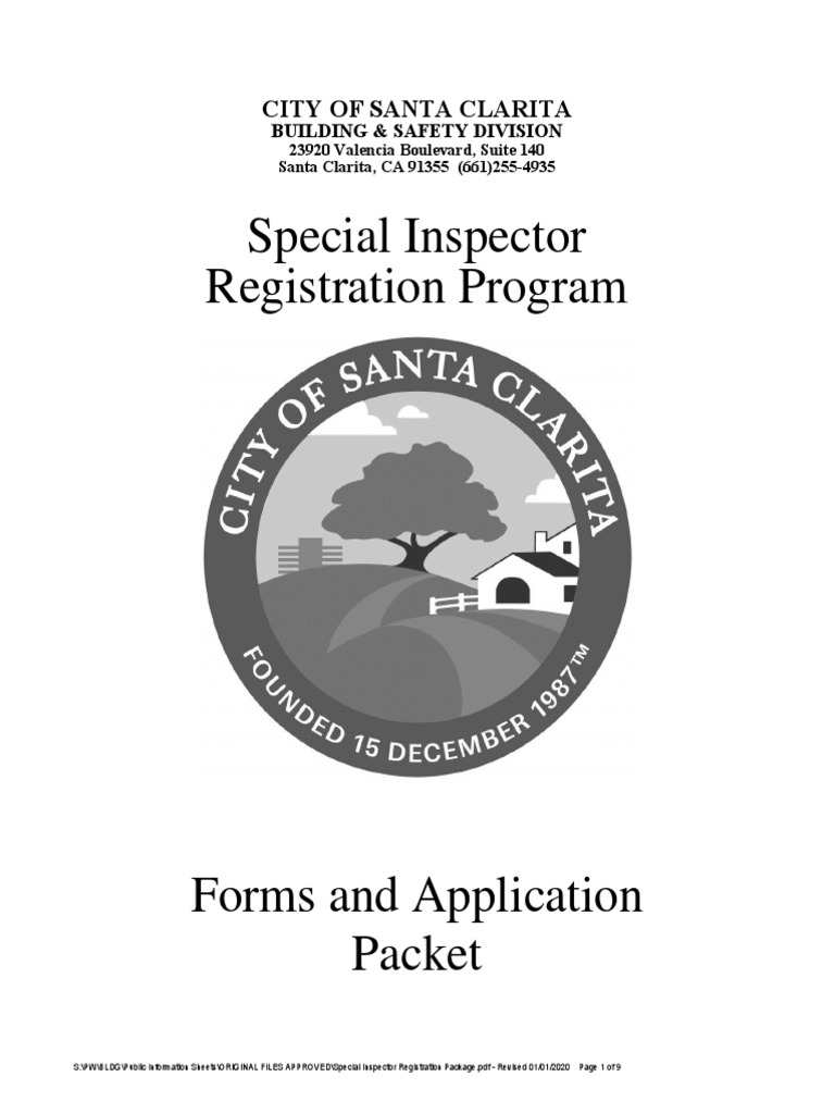 Santa Clarita Special Inspector Registration | PDF | Building Code ...