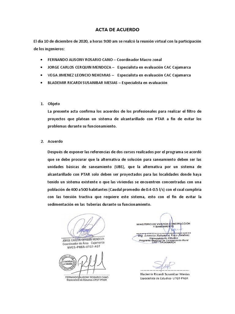 Acta de Acuerdo | PDF