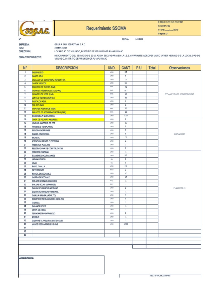 10 Formato de Requerimiento Ssoma | PDF | Bienestar | Medicina