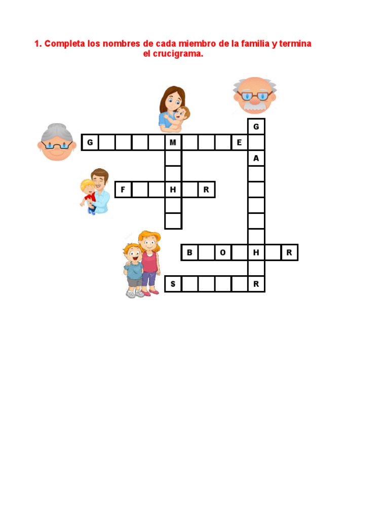 Crucigrama La Familia y Los Vegetales | PDF