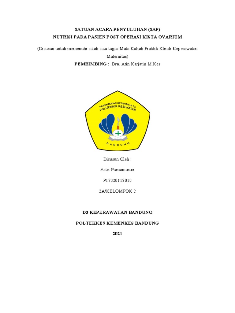 Satuan Acara Penyuluhan Post Operasi Kista Ovarium | PDF | Kesehatan ...