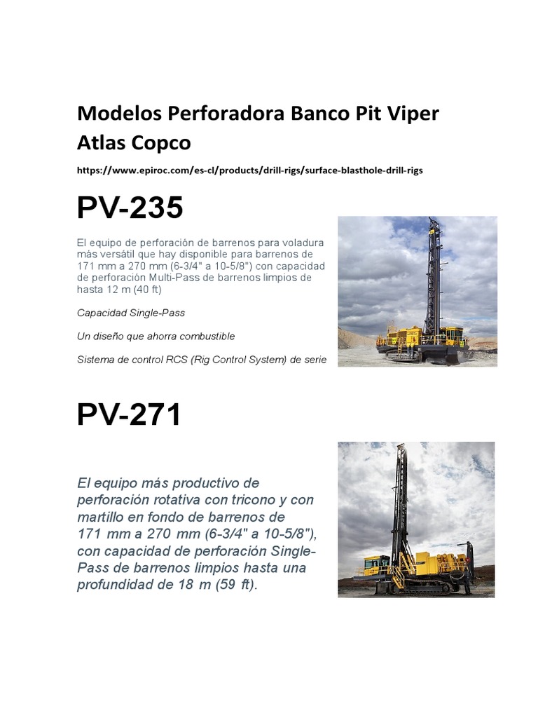 Modelos Perforadora Banco Pit Viper Atlas Copco | PDF | Automatización ...