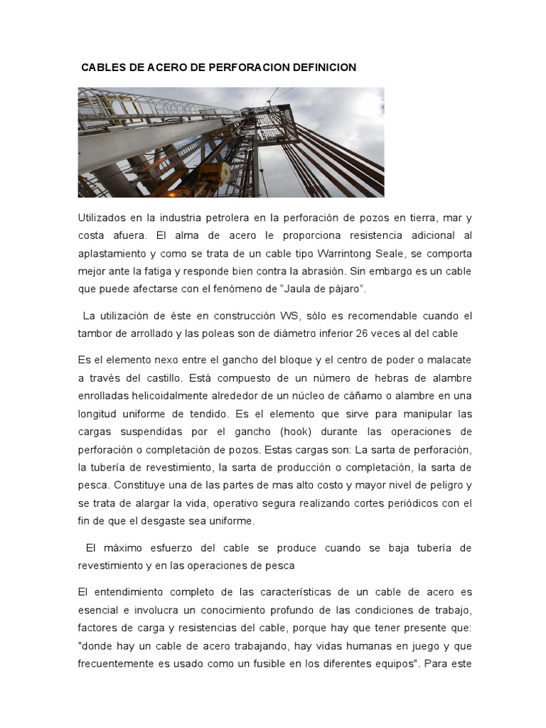 Cables de Acero de Perforacion Definicion | PDF | Acero | Ingeniería ...
