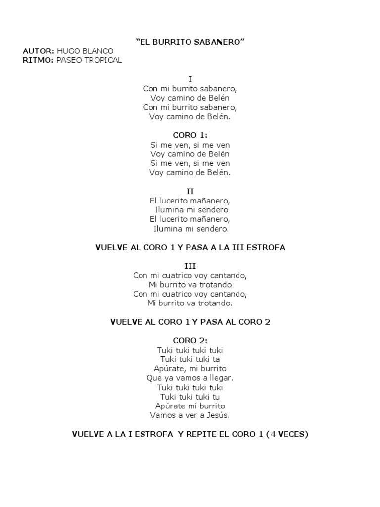 El Burrito Sabanero (Letra) | PDF