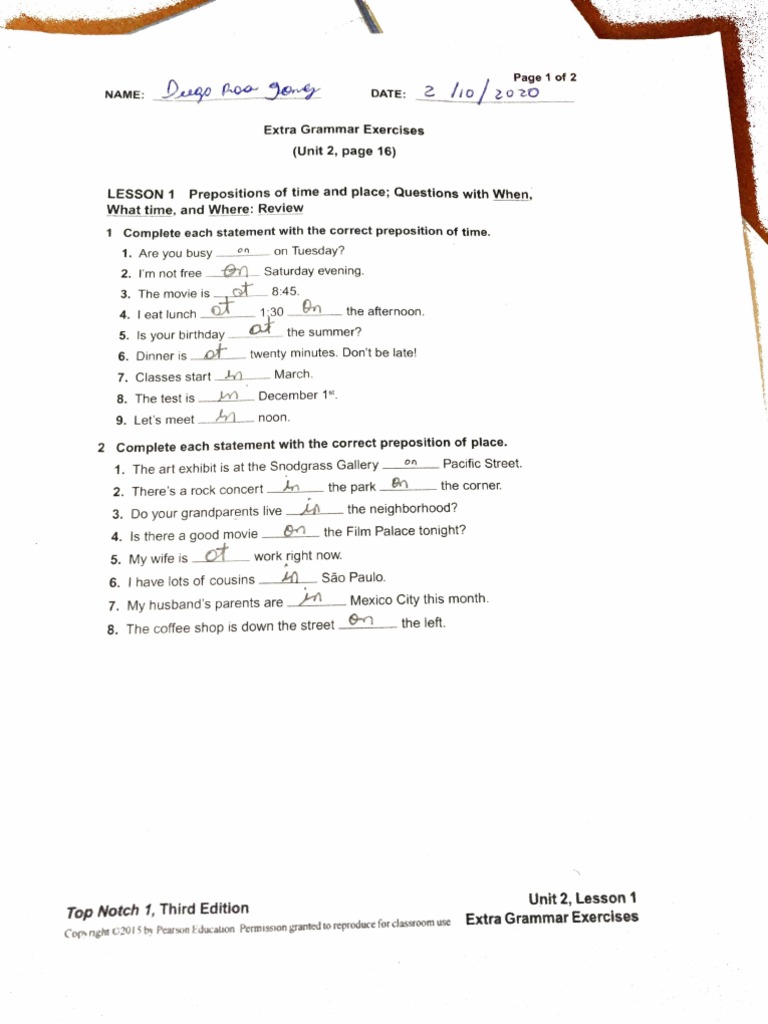 Unit 2 Grammar Homework | PDF
