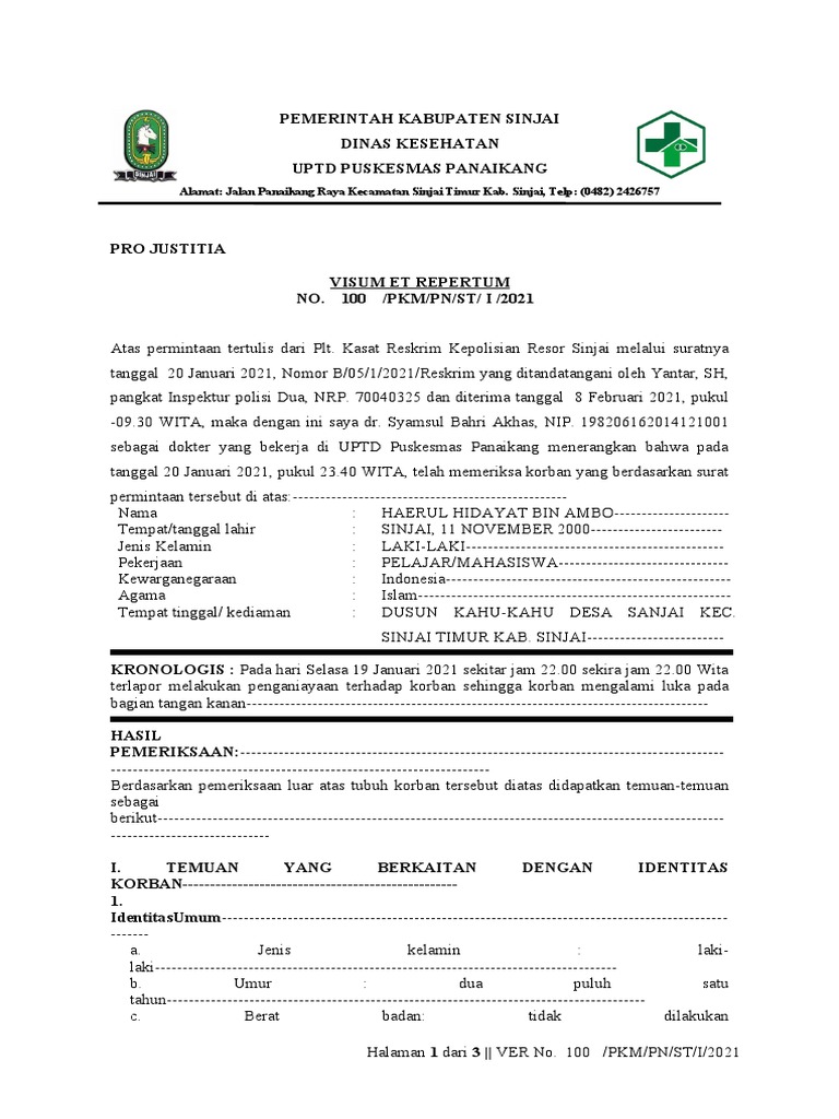 Format Visum Et Repertum | PDF