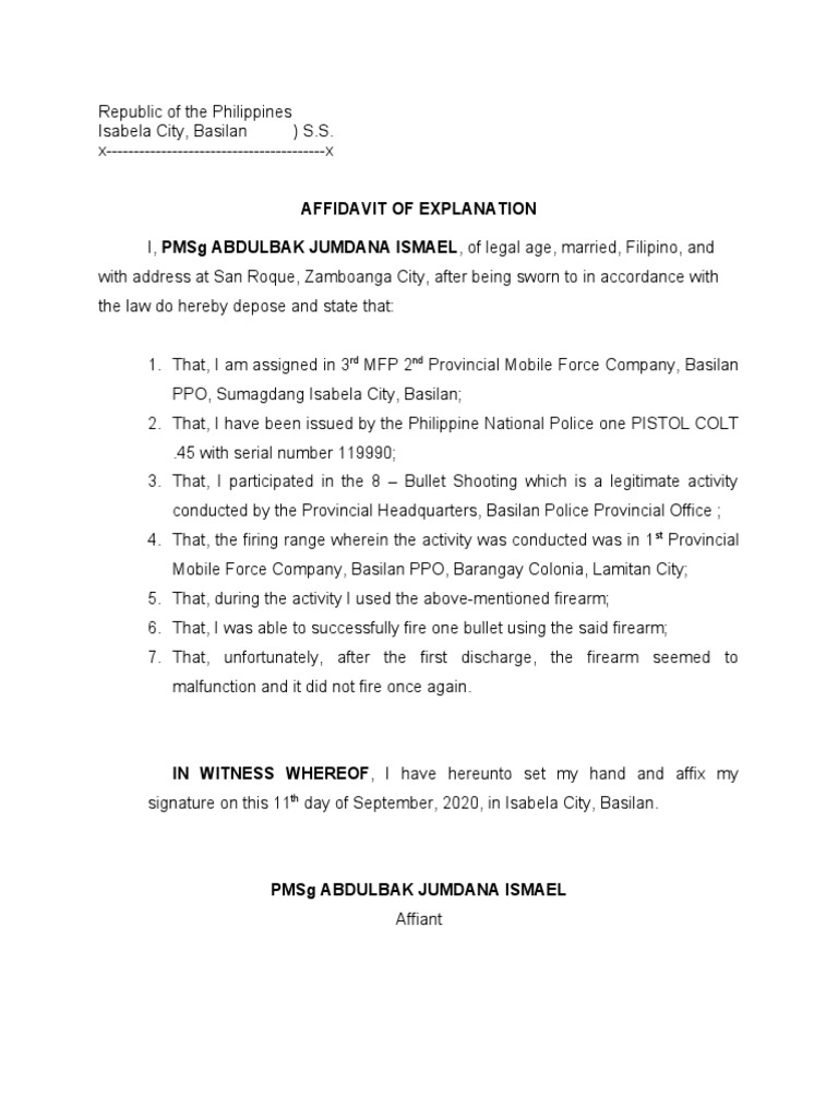 Affidavit of Explanation | PDF