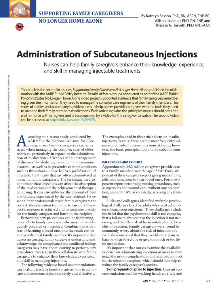 Administration of Subcutaneous Injections.3 | PDF | Injection (Medicine ...