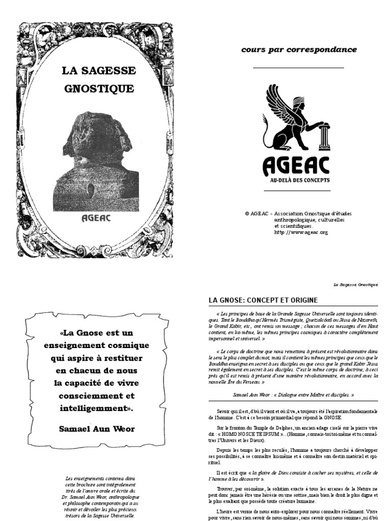 A1 - La Sagesse Gnostique | PDF | Gnosticisme | Noûs