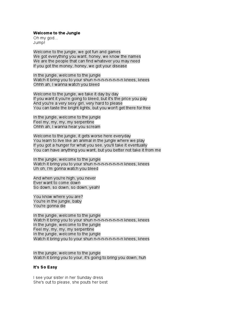 Guns N Roses Lyrics | PDF