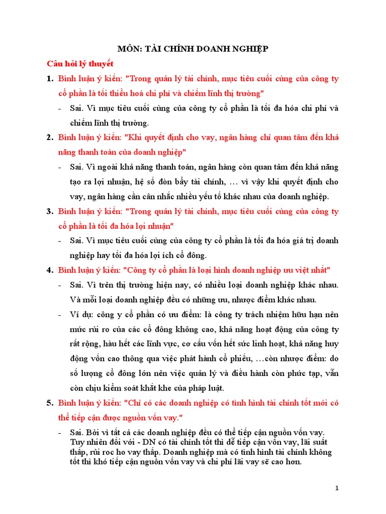 TCDN - Đề Cương Ôn Thi Cuối Kỳ | PDF