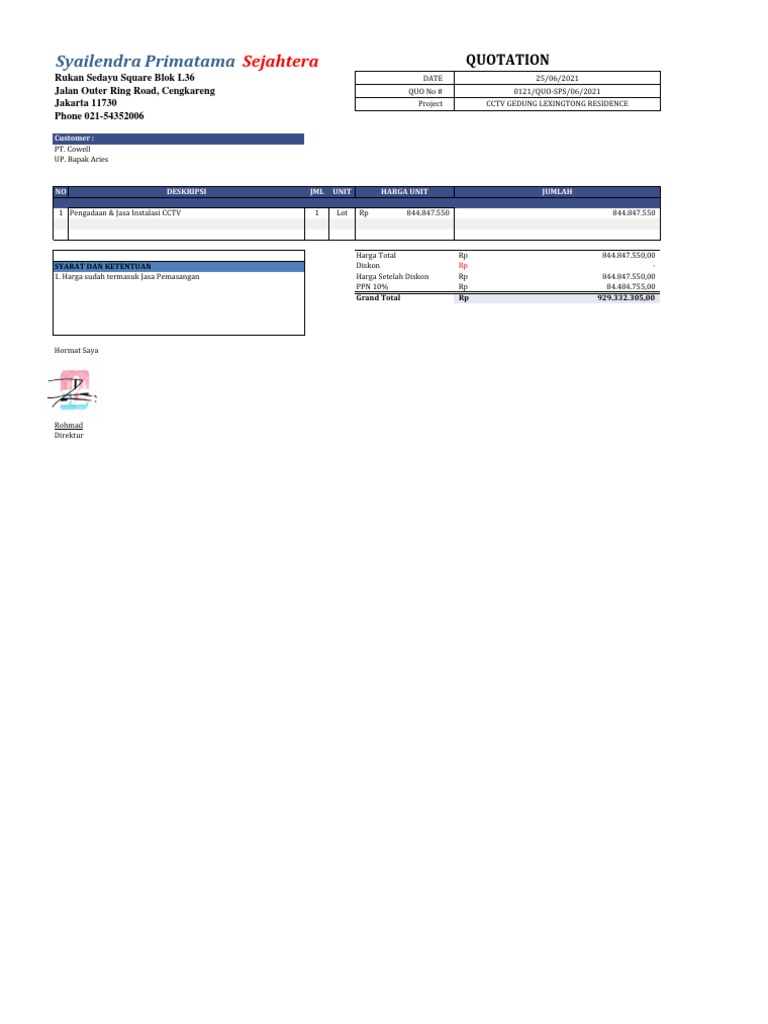 CCTV Installation Quotation for Lexington | PDF | Manufactured Goods ...